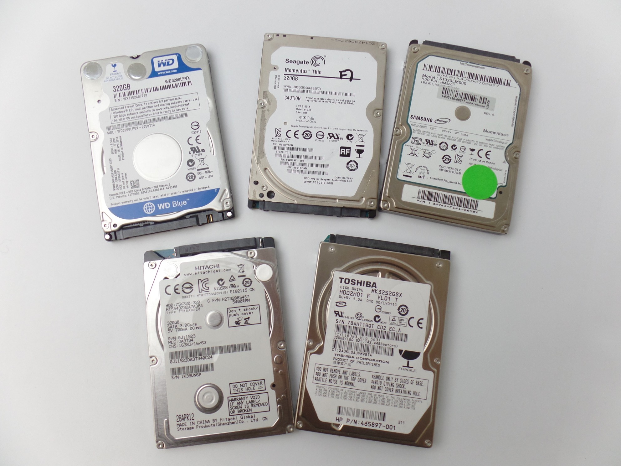 Lot of 52 units 2.5" Hard Disk Drives SATA Internal Laptop HDDs for ...
