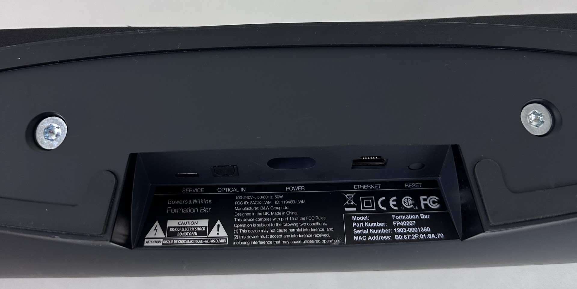 Bowers & Wilkins Formation Bar 3.0-Channel Soundbar Black U (1360 ...